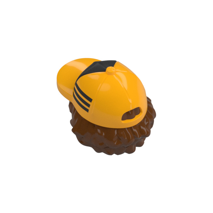 LEGO Bushy Hair with Orange Cap with Black Stripes | Brick Owl - LEGO ...