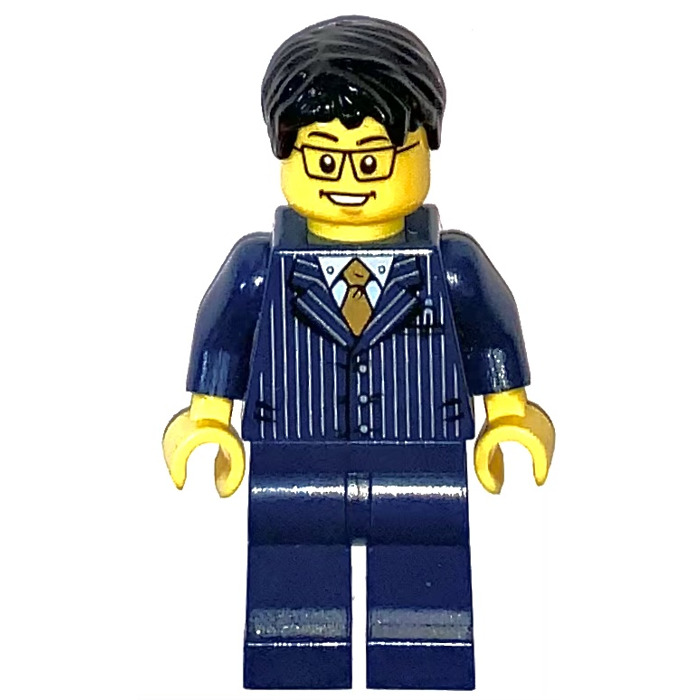 LEGO Businessman with Pinstripe Jacket and Dark Blue Legs with Black ...