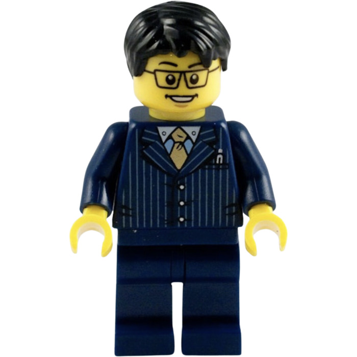 LEGO Businessman with Pinstripe Jacket and Dark Blue Legs with Black ...