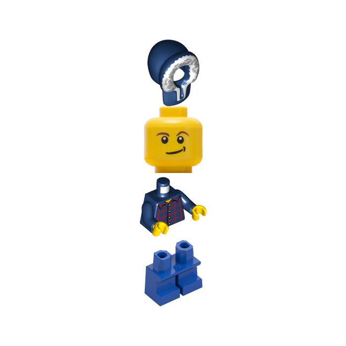 LEGO Child with Plaid Shirt and Dark Blue Fur-Lined Hood Minifigure ...