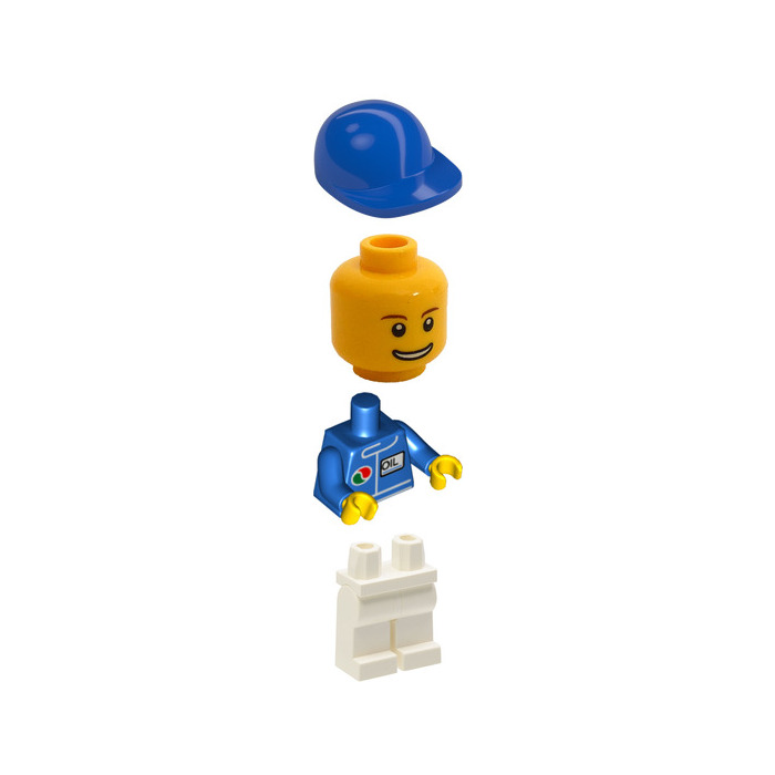 LEGO City Minifig with Blue Cap, "OIL" and Octan Logo Minifigure ...