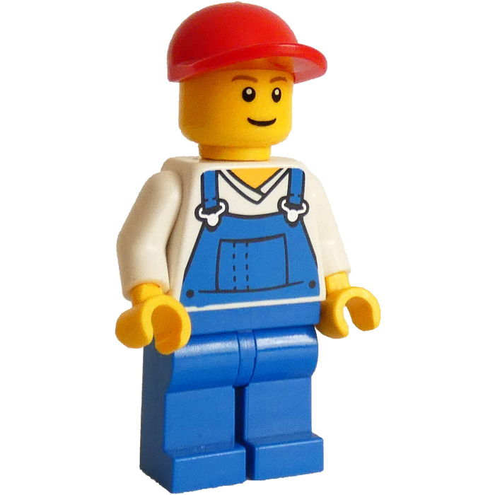 LEGO City Worker in Blue Overalls with Red Cap Minifigure | Brick Owl