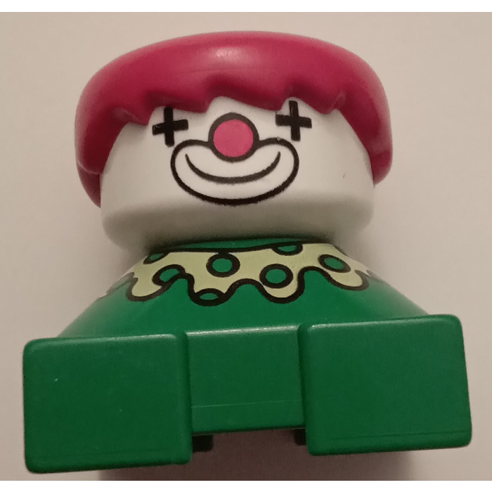 LEGO Clown with Red Hair and Yellow Collar on Green Base Duplo Figure ...