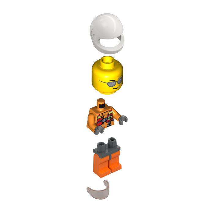 LEGO Coast Guard Pilot with Orange Suit and White Helmet Minifigure ...