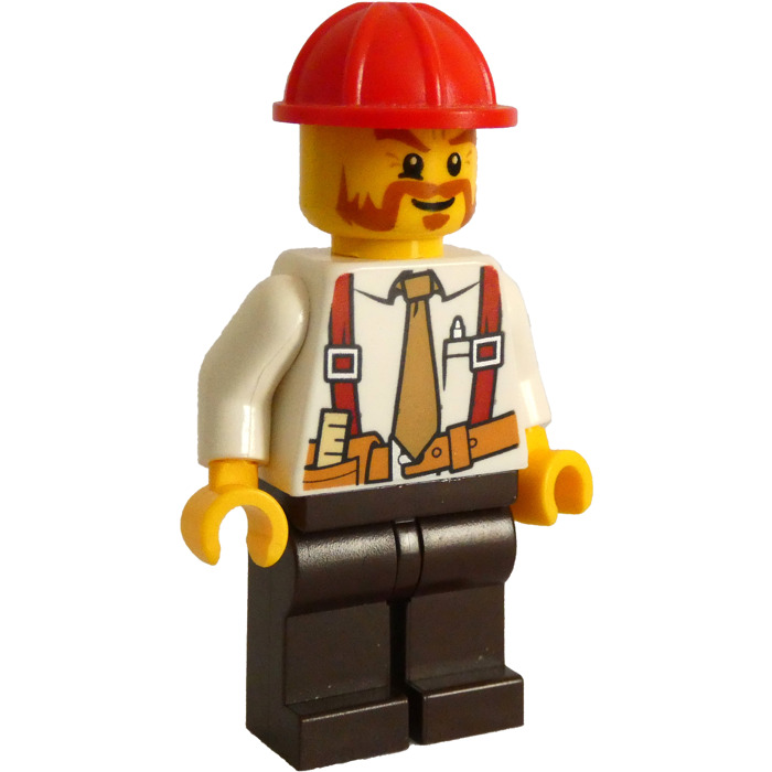 LEGO Construction Foreman with Tie and Suspenders Minifigure | Brick Owl