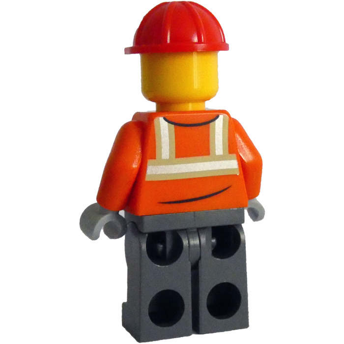 LEGO Construction Worker (Male) with Reddish Orange Jacket and Helmet ...