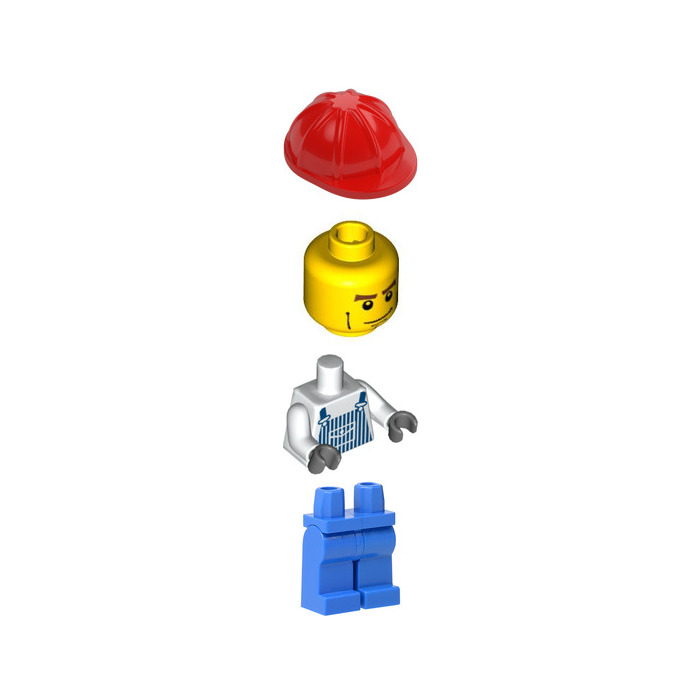 LEGO Construction worker - Red Helmet and Blue Overalls and Legs ...