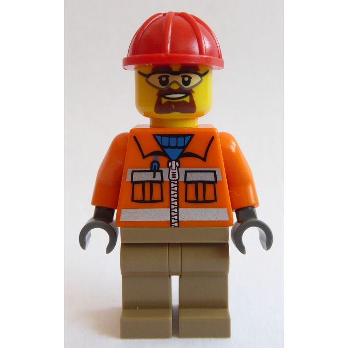 LEGO Construction Worker with Beard and Glasses Minifigure | Brick Owl ...