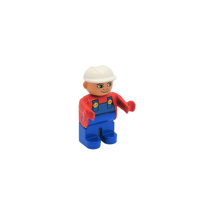 LEGO Construction Worker with Blue Overalls and Red Top Duplo Figure ...