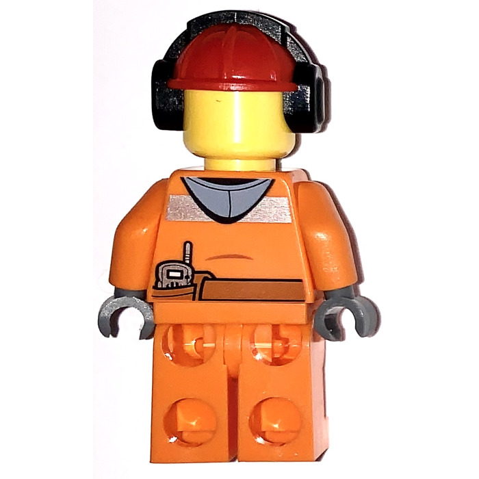 LEGO Construction Worker with Gray Hoodie and Ear Defenders Minifigure ...