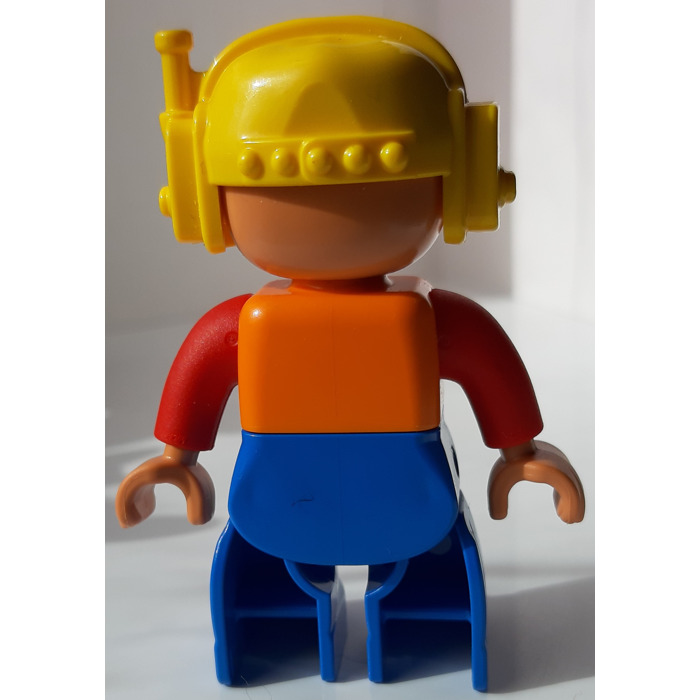 LEGO Construction Worker with Orange Vest and Yellow Cap with Headset ...