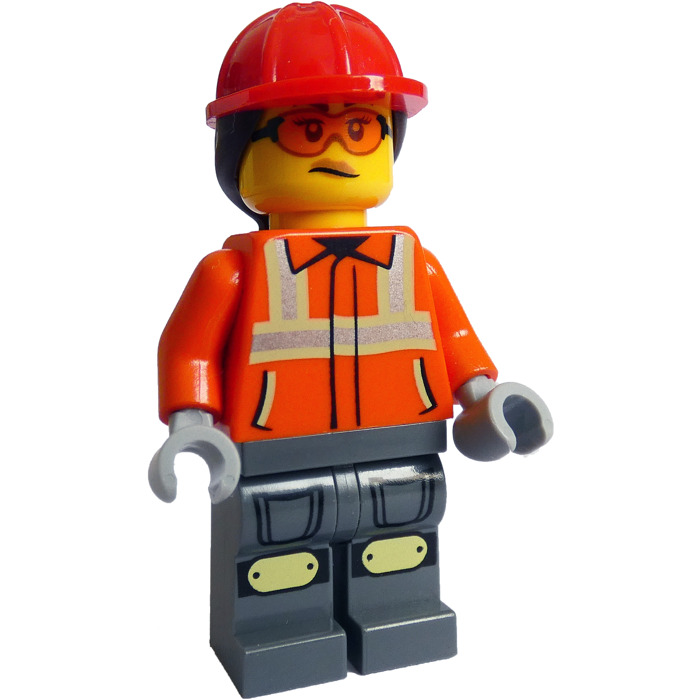 LEGO Construction Worker with Ponytail Minifigure Inventory | Brick Owl ...