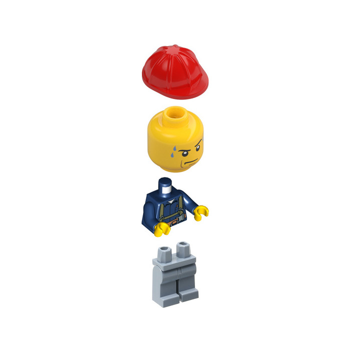 LEGO Construction Worker with Safety Straps, sweated Minifigure | Brick Owl