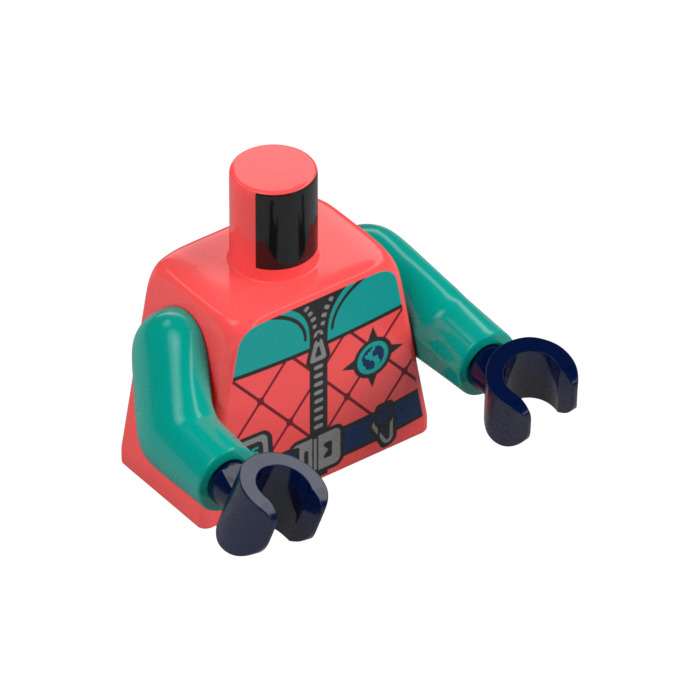 LEGO Coral Arctic Explorer - Female with Long Black Hair Minifig Torso ...