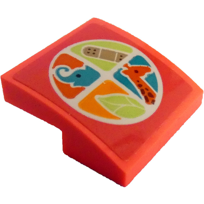 LEGO Coral Slope 2 x 2 Curved with Wildlife Rescue Logo Sticker (15068 ...