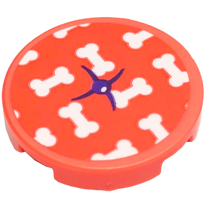 LEGO Coral Tile 2 x 2 Round with Bones, Button Sticker with Bottom Stud ...