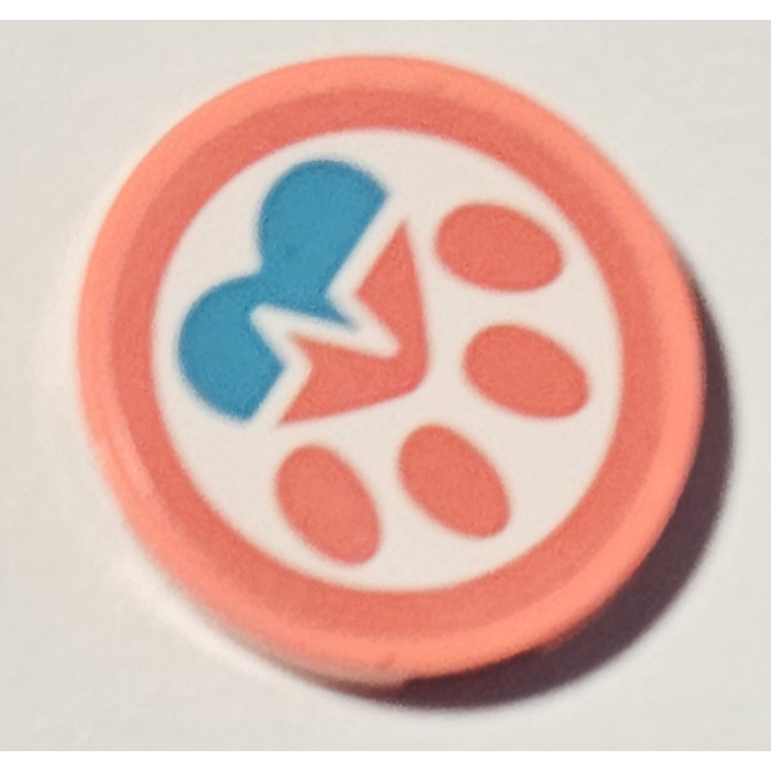 LEGO Corail Tuile 2 x 2 Rond avec Paw Print et Cœur Beat Autocollant ...