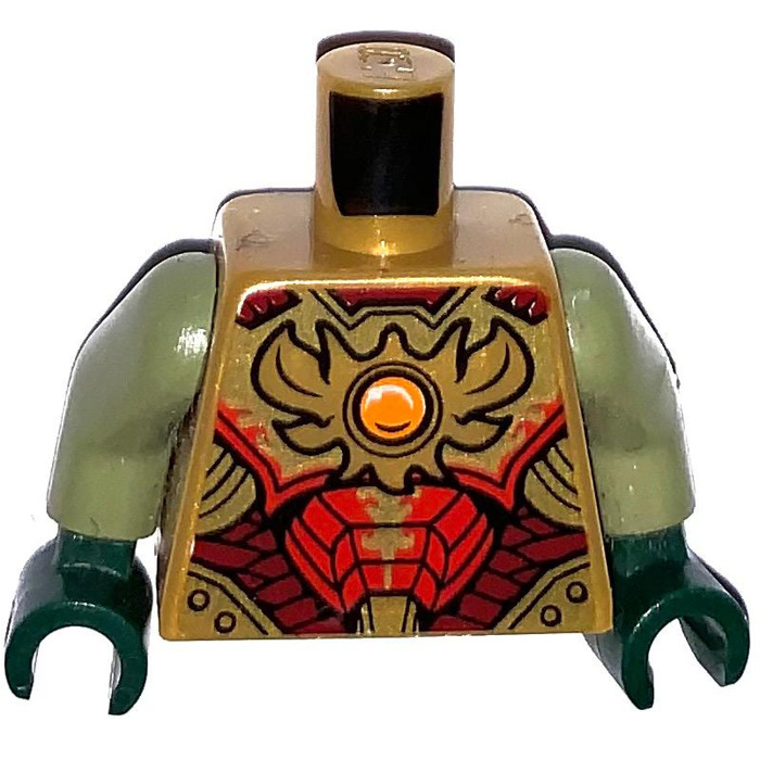 LEGO Cragger Minifig Torso with Olive Green Arms and Dark Green Hands ...