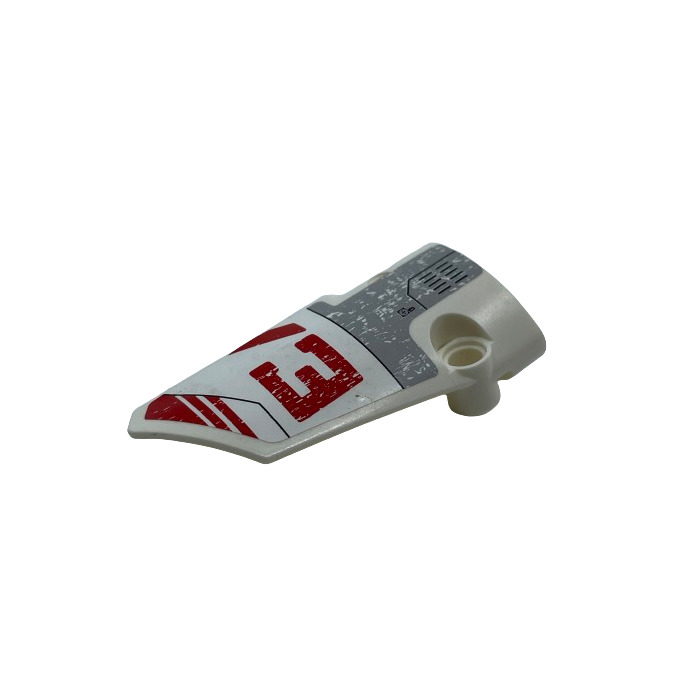 LEGO Curved Panel 3 Left with Red Half 'V' and '3' Sticker (64683 ...