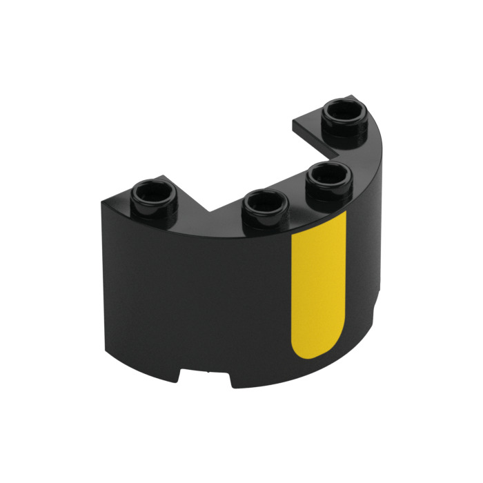 LEGO Cylinder 2 x 4 x 2 Half with Yellow Stripe (24593 / 117201 ...