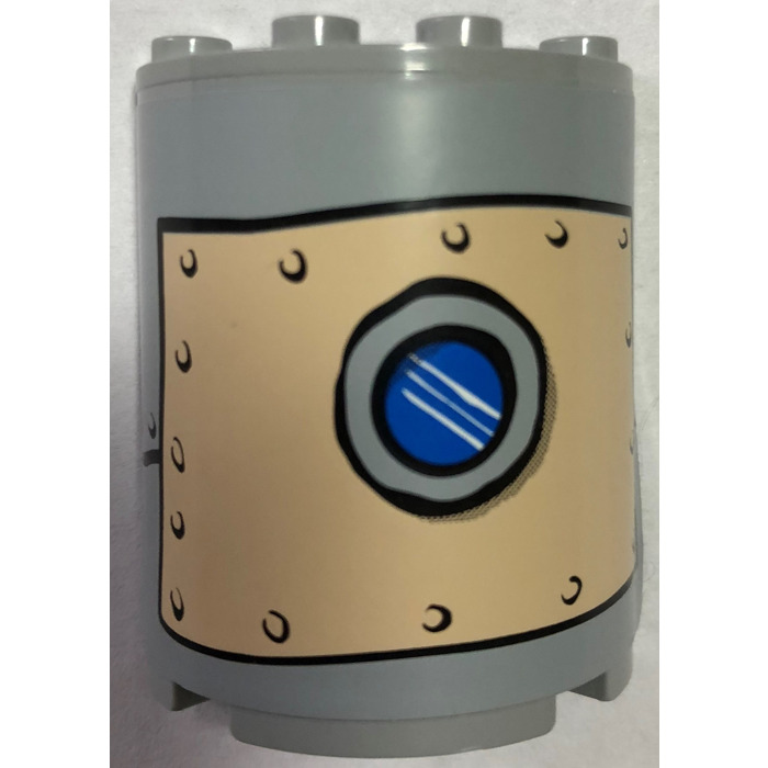 LEGO Cylinder 2 x 4 x 4 Half with Metal Plate and Porthole Sticker ...