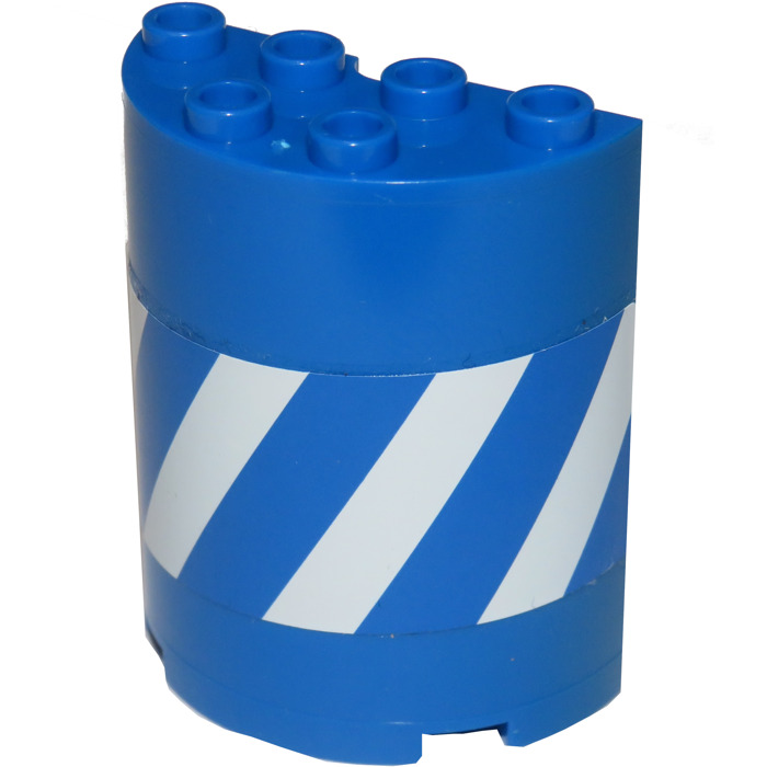 LEGO Cylinder 2 x 4 x 4 Half with White and blue stripe Sticker (6218 ...