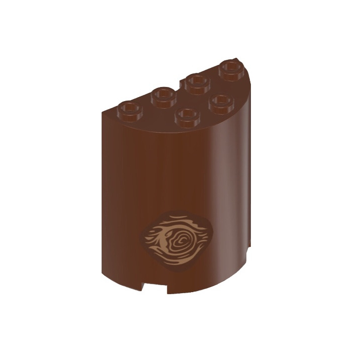 LEGO Cylinder 2 x 4 x 4 Half with Wood Grain (1) Sticker (6218) | Brick ...