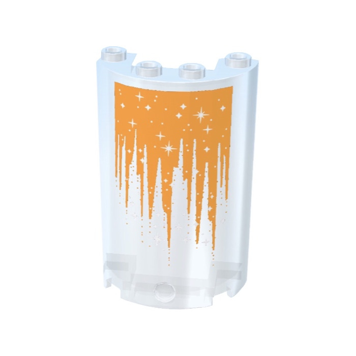 LEGO Cylinder 2 x 4 x 5 Half with Tattered Orange Starry Curtain ...