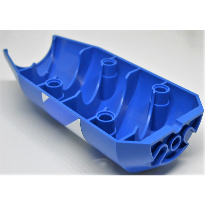 LEGO Cylinder 6 x 3 x 10 Half with Pin Holes with Blue and White ...