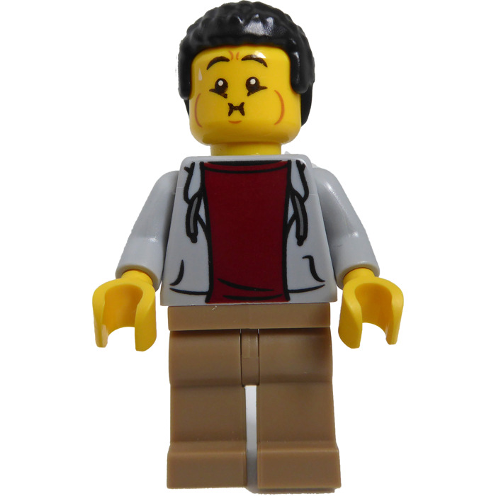 LEGO Dad with Gray Hoodie and Dark Tan Legs with Black Hair Minifigure ...