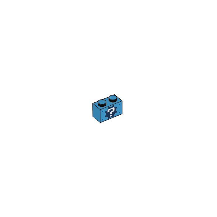 LEGO Dark Azure Brick 1 x 2 with White Question Mark on Dark Blue Gear ...