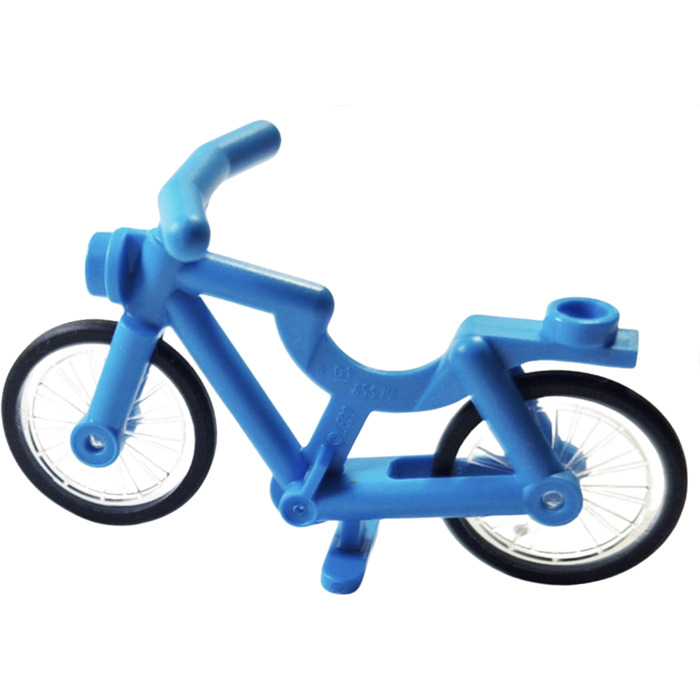 LEGO Dark Azure Minifigure Bicycle with Wheels and Tires Inventory ...