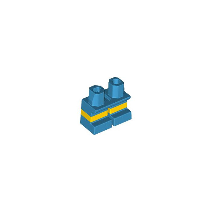 LEGO Dark Azure Short Legs with Yellow Stripe (5962 / 16709) | Brick Owl