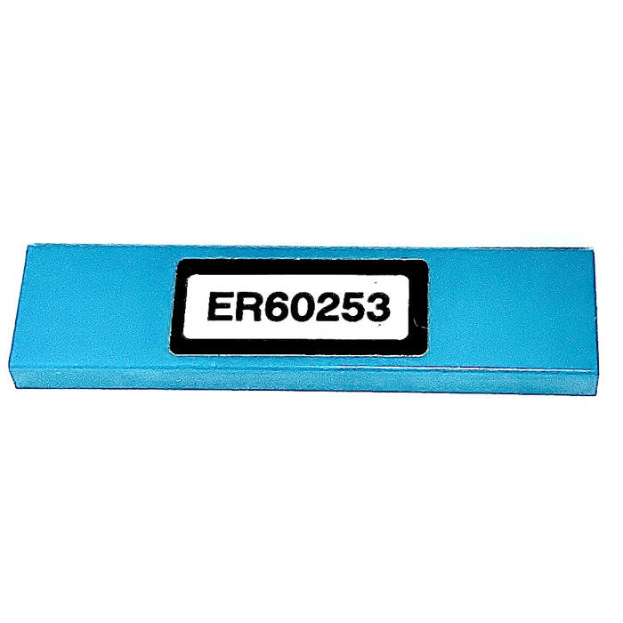 LEGO Dark Azure Tile 1 x 4 with License Plate ER60253 Sticker (2431 ...