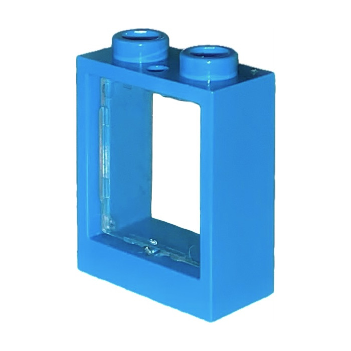 LEGO Dark Azure Window 1 x 2 x 2 without Sill with Transparent Glass ...