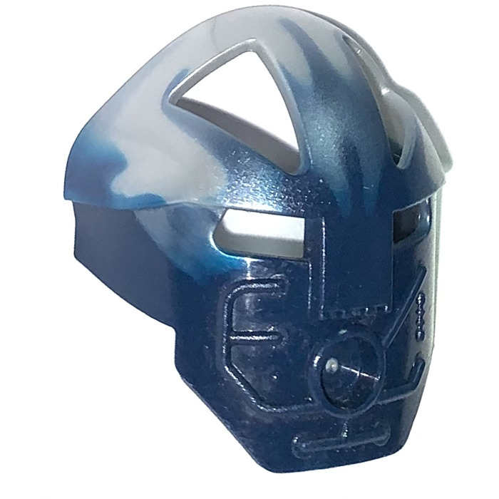 LEGO Dark Blue Bionicle Komau Mask (Turaga) with Flat Silver Fade to ...