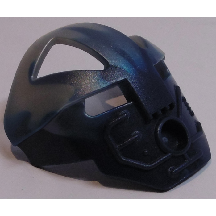 LEGO Dark Blue Bionicle Komau Mask (Turaga) with Flat Silver Fade to ...