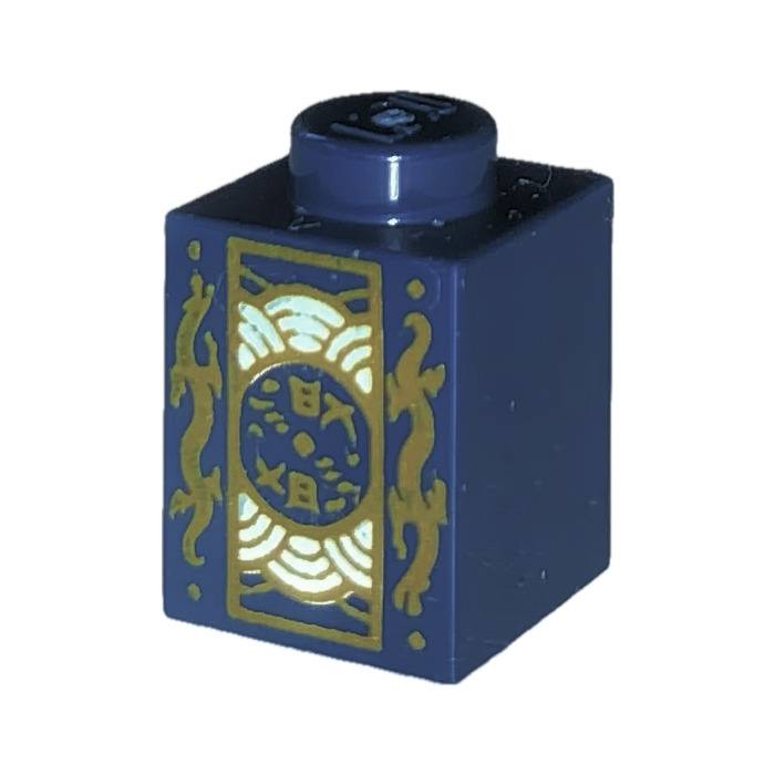 LEGO Brick 1 x 1 with Chinese Tea Caddy with Gold Dragons (3005 / ...