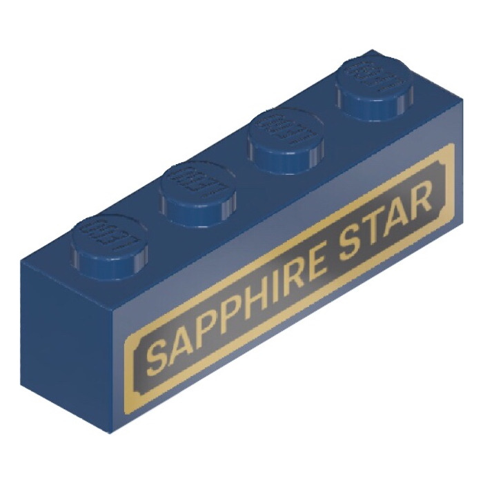 LEGO Dark Blue Brick 1 x 4 with ‘SAPPHIRE STAR’ (Gold Letters) Sticker ...