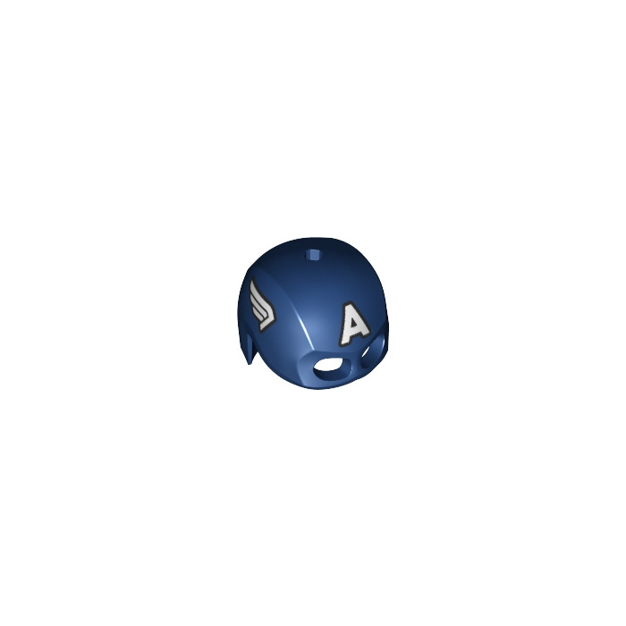 LEGO Captain America Helmet with "A" and Wings (Black Outline) (Black ...