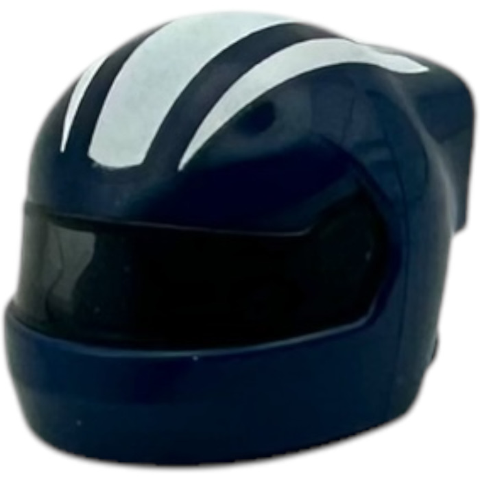 LEGO Dark Blue F1 Helmet with White Stripes and Transparent Black Visor ...