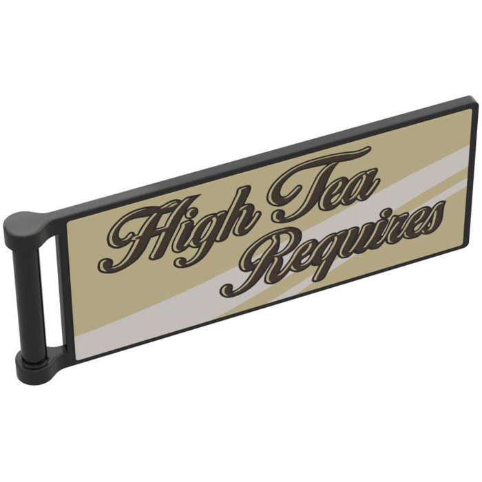 LEGO Dark Blue Flag 7 x 3 with Bar Handle with 'High Tea Requires ...