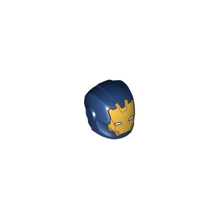LEGO Dark Blue Helmet with Smooth Front with Iron Legion Gold Faceplate ...