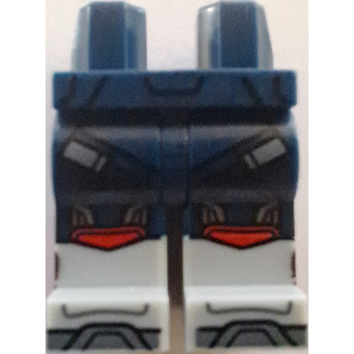 LEGO Dark Blue Hips and Legs with Medium Stone Gray Boots and Red Armor ...