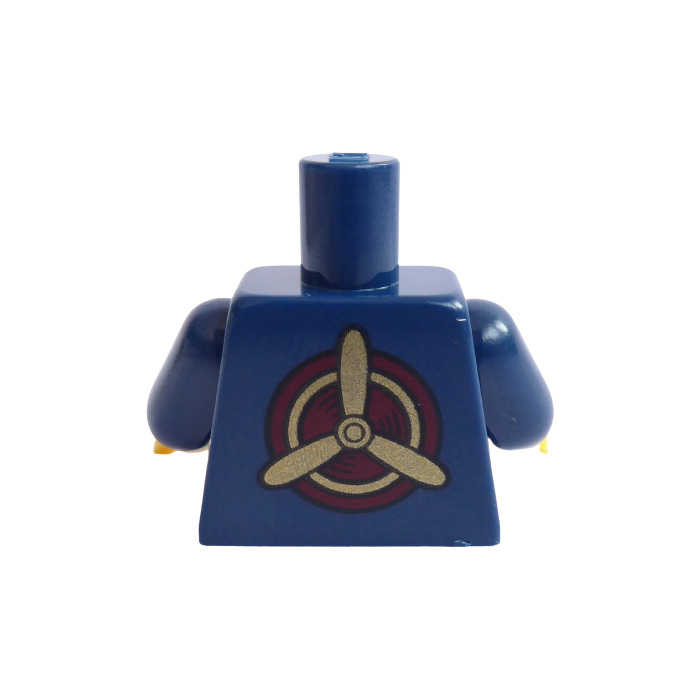 LEGO Dark Blue Minifig Torso Gold Wings Badge and Propeller on Back ...