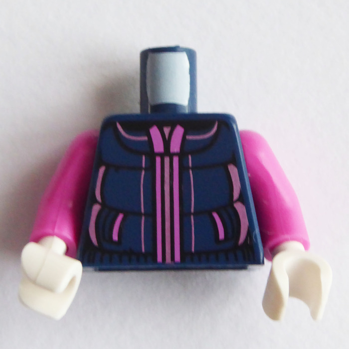 LEGO Minifig Torso with Metallic Pink Zipper, Dark Pink Arms and White ...