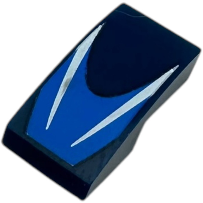 LEGO Dark Blue Slope 1 x 2 Curved with blue background and white ...