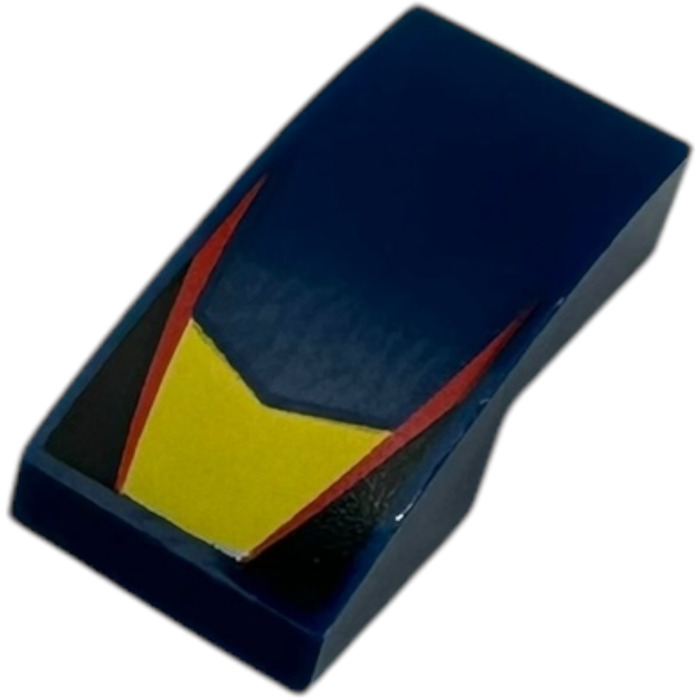 LEGO Slope 1 x 2 Curved with yellow trapezoid, black triangles and red ...
