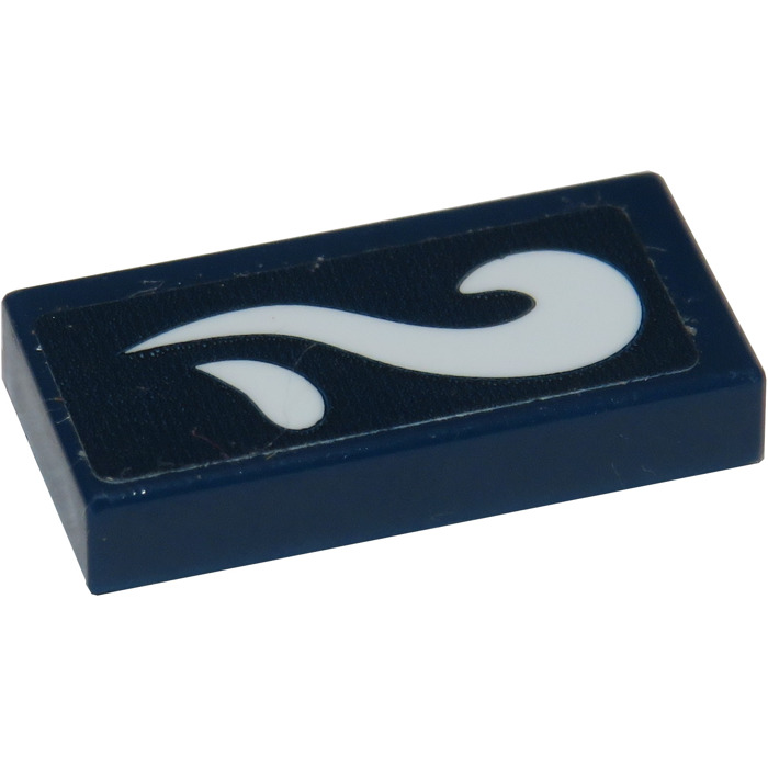 LEGO Dark Blue Tile 1 x 2 with Splash Pattern (Left) Sticker with ...