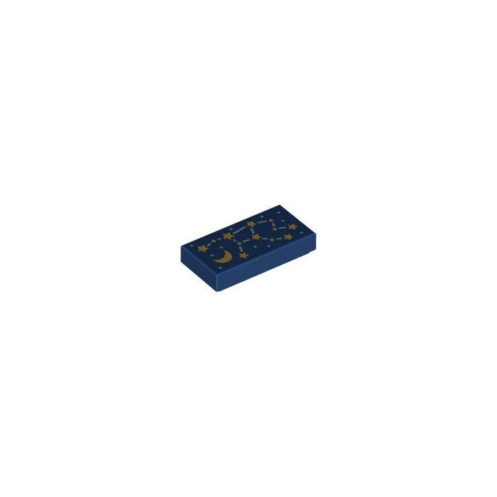 LEGO Tile 1 x 2 with Star Constellations and Crescent Moon with Groove ...
